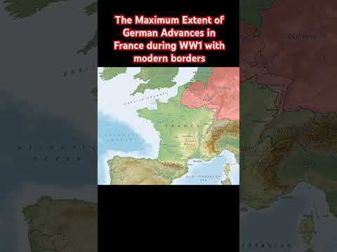 The Maximum Extent of German Advances in France during WW1 with modern borders #germany #france
