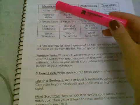 Spelling Words Homework
