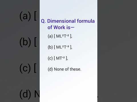 Dimensional formula of work is #shorts #Work Energy and Power #Class 11th Physics ✍️