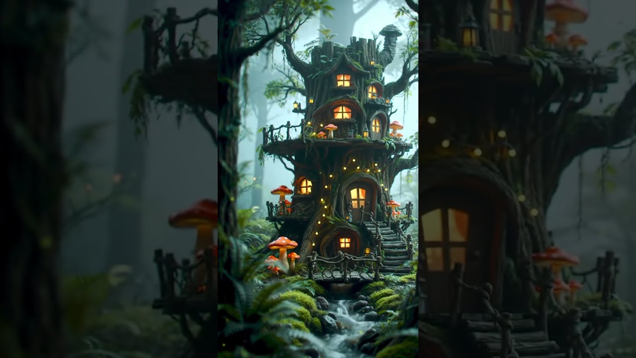 “Wait… AI Made THIS Magical Forest House?! 🍄” #aiarchitecture #midjourney #treehouse