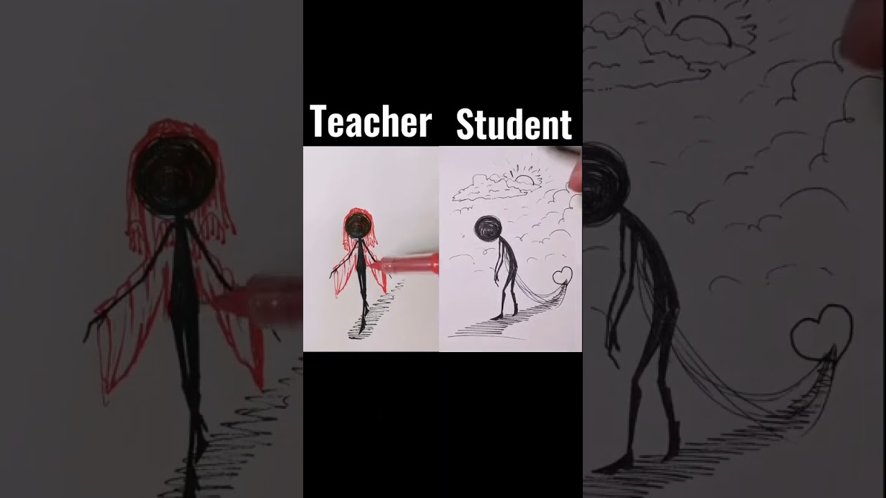 Teacher vs Student drawing challenge #drawing #art #6