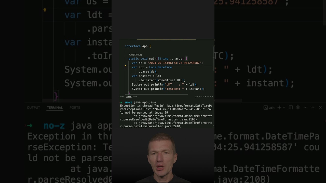 Parsing an Instant with LocalDateTime #java #shorts #coding #airhacks