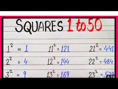 1 to 50 Square | square from 1 to 30 | square trick | 1 to 30 cubes # Squareroot