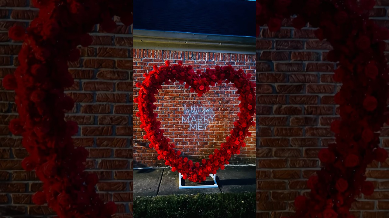 Luxury Heart Shaped Floral Arrangement Arch Backdrop |Proposal + Wedding Decor #diy #weddingproposal