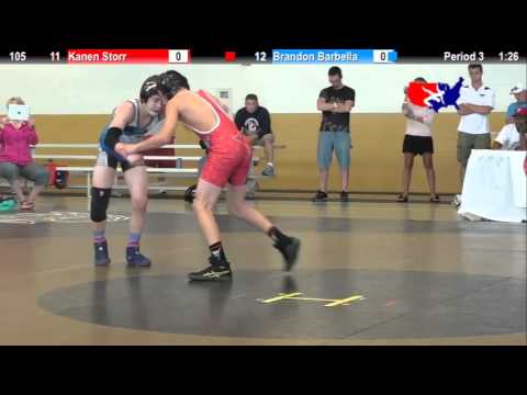2012 Schoolboy Nat. Duals  105: Kanen Storr vs. Brandon Barbella