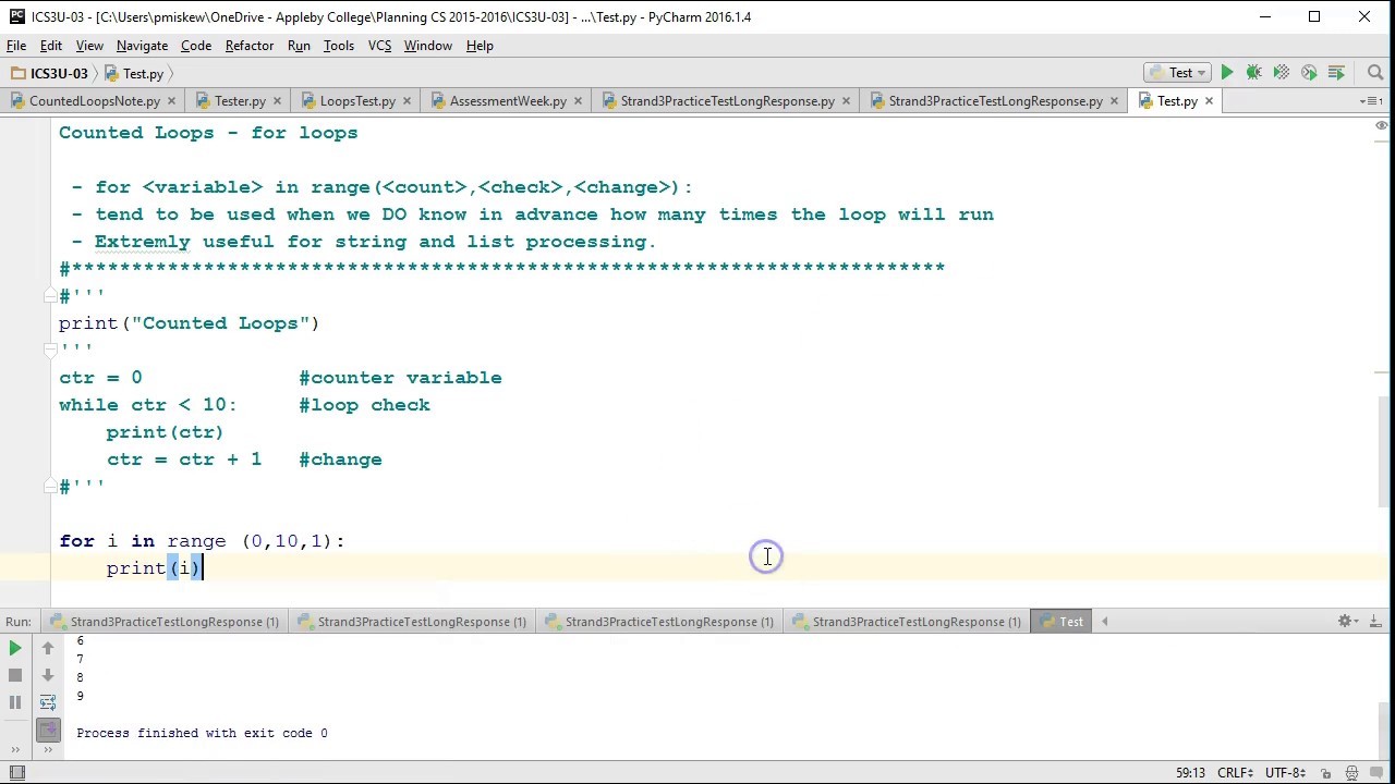 The Basics: Python 3 - Counted Loops (for in range)