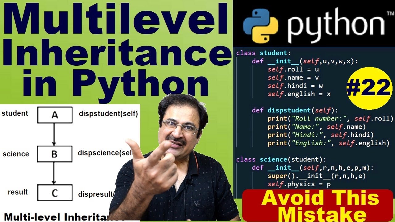multilevel inheritance in python program | python tutorial for beginners #pythonforbeginners #22