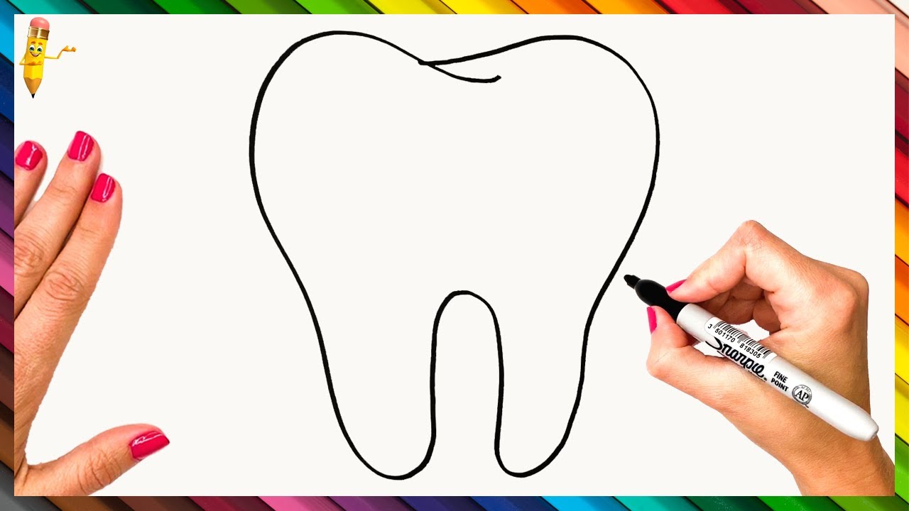 How To Draw A Tooth Step By Step 🦷 Tooth Drawing Easy