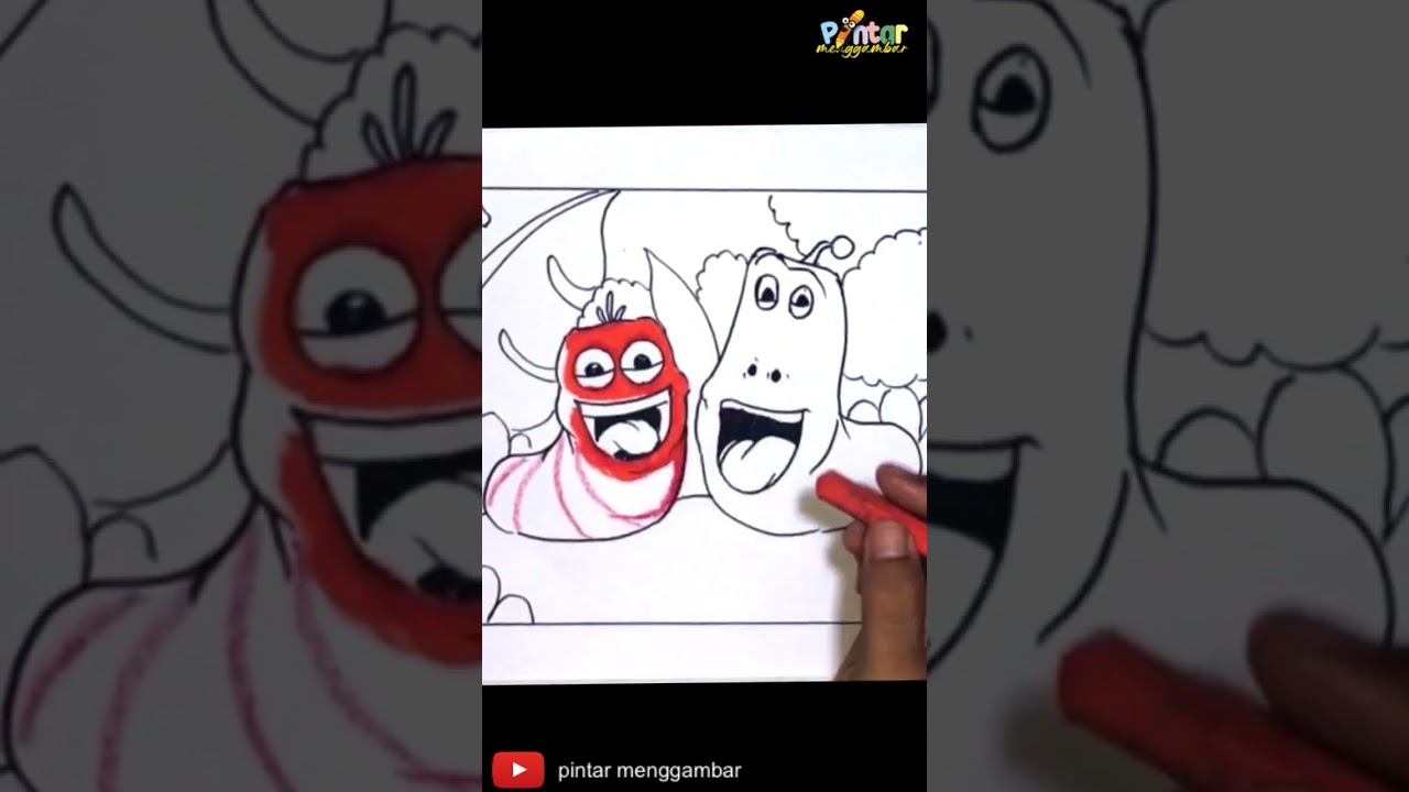menggambar kartun larva #gambar #mewarnai #crayonpainting #kartun #larva