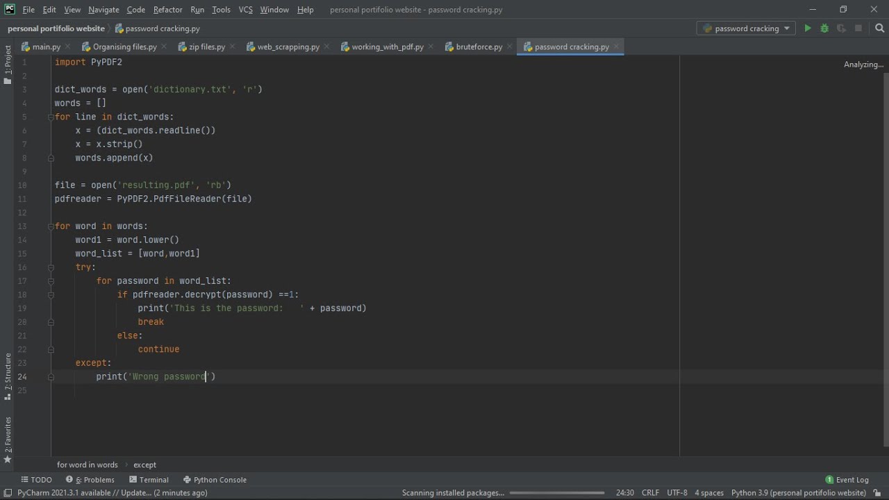 cracking forgotten passwords in python