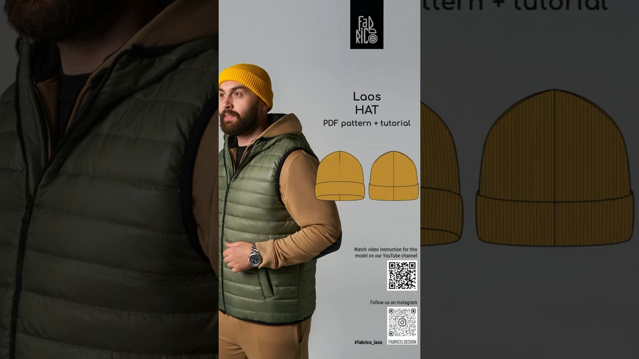 Men’s beanie hat sewing pattern ✂️ #fabricodesign