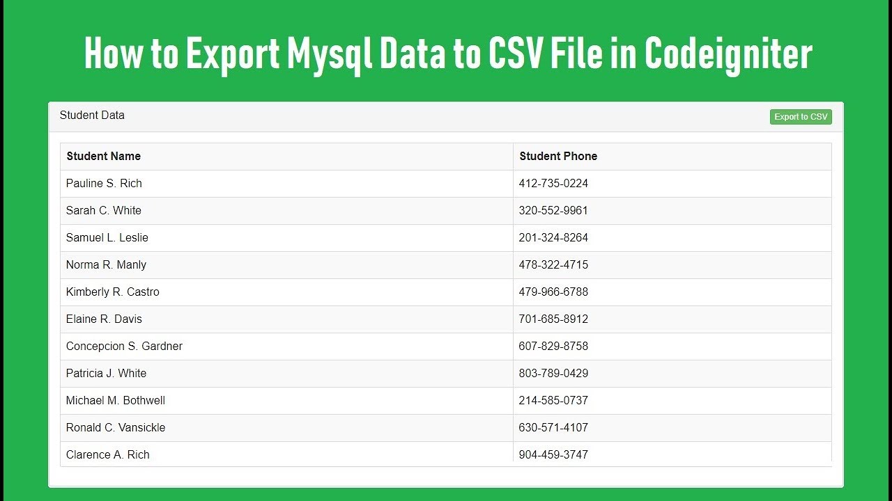 How to Export Mysql Data to CSV File in Codeigniter