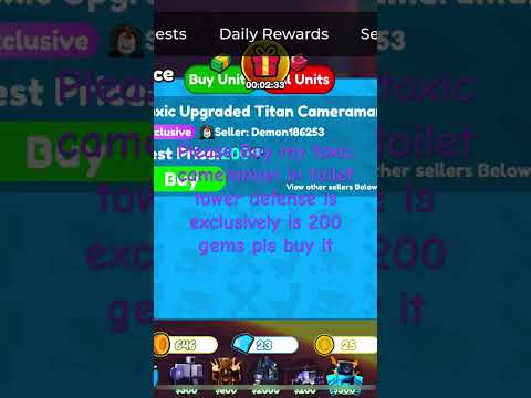 I an in my alt account my username is demon186253 so add me pls buy this toxic titan cameraman