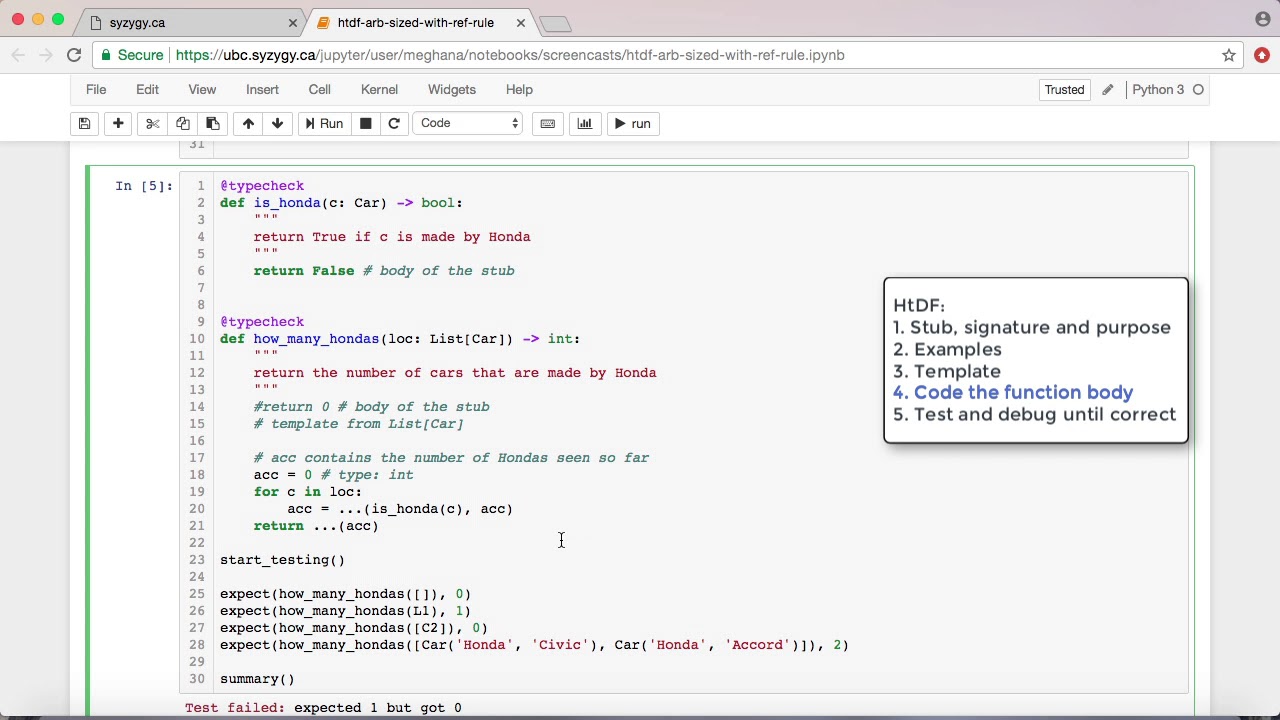Module 5: How to Design Functions for arbitrary-sized data (example b)