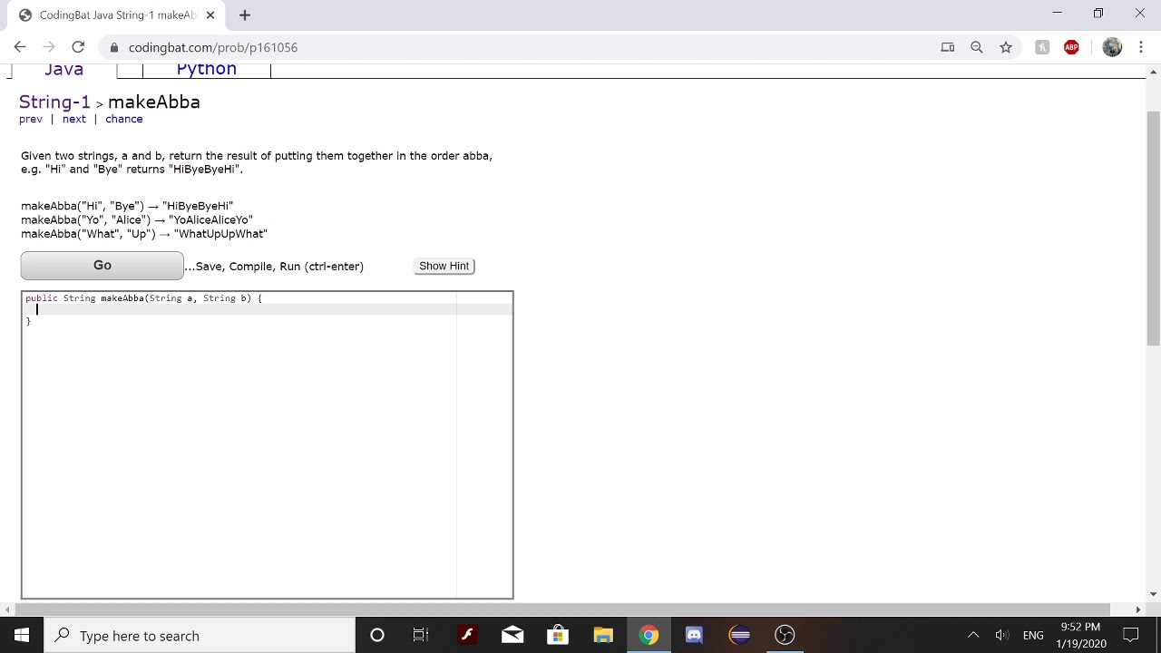 String-1 (makeAbba) Java Tutorial || Codingbat.com