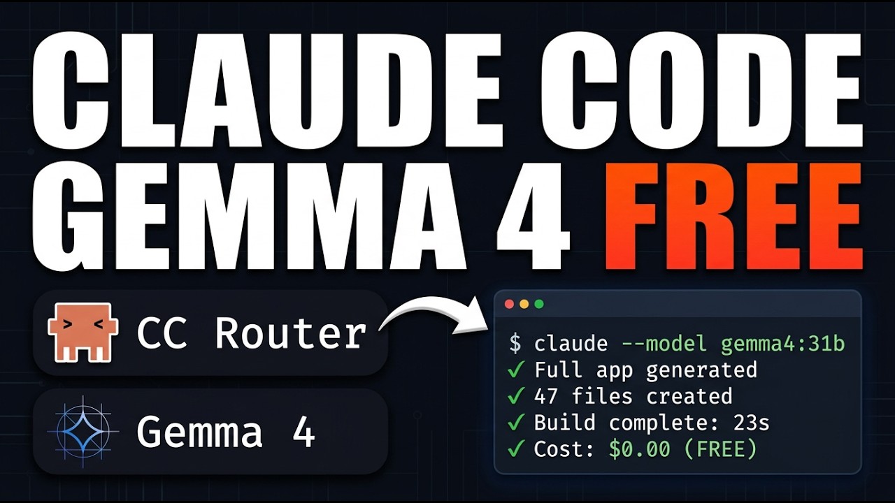 Claude Code Router + Google Gemma 4 31b = 100% Free App Builder (NUTS)