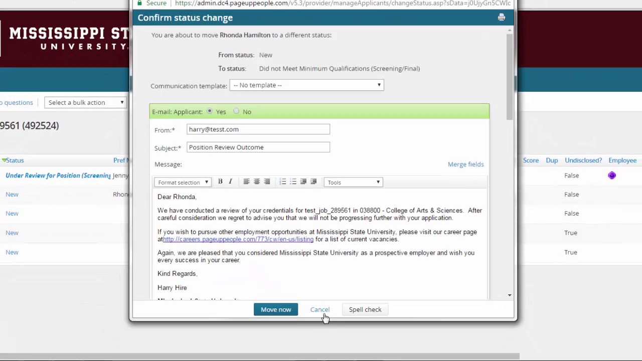 PageUp People - Changing Status Through the Hiring Process