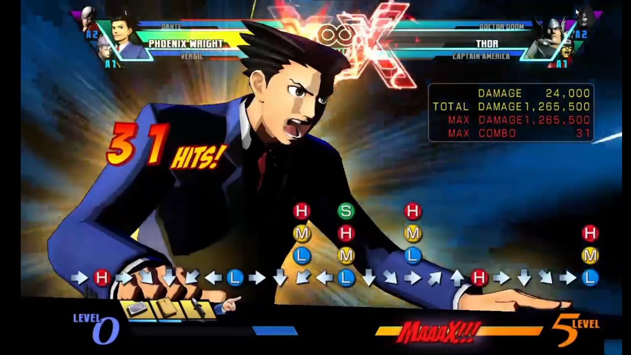 Phoenix Wright  2.2 million damage overkill combo (Umvc3)