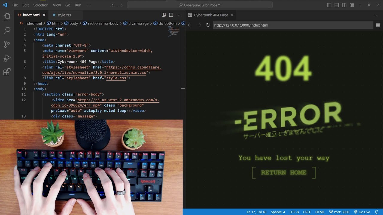ASMR Programming - Coding Cyberpunk 404 Page - No Talking