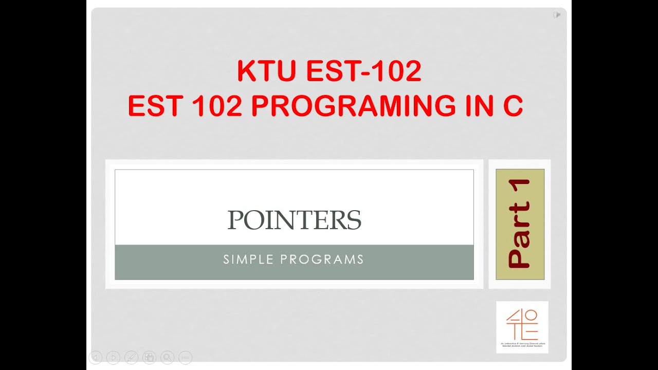 Pointers in C ~~Simple Programs part1 ~~KTU~~EST102