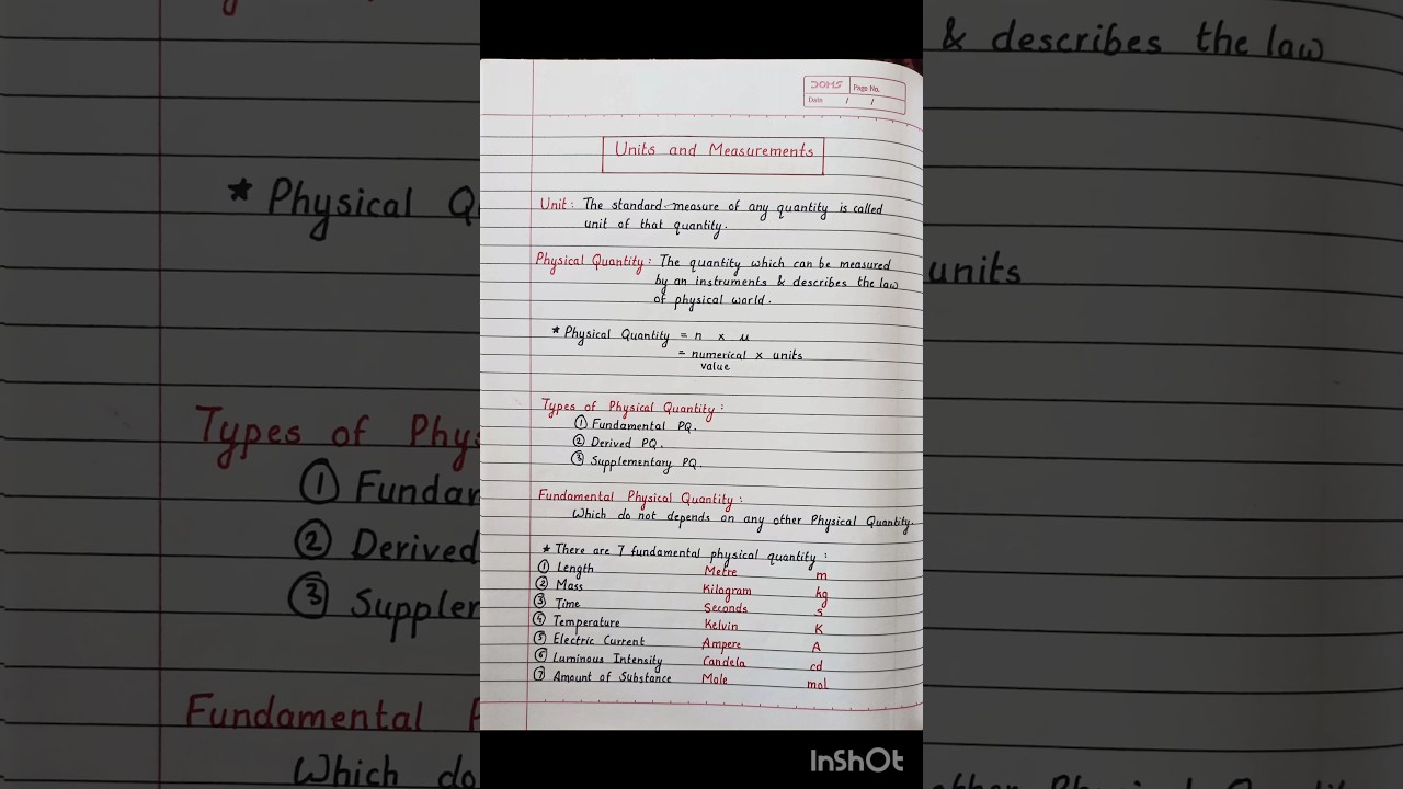 Units and Measurements Notes | Class 11 | Physics | NEET | CBSE | HSC #neet #physics #class11