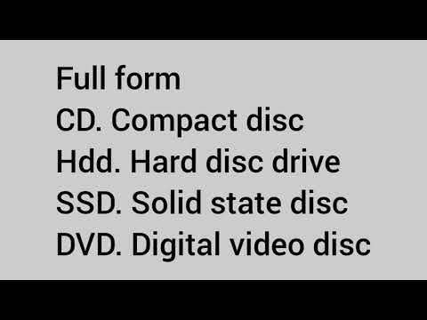 Full form of CD HDD SSD DVD