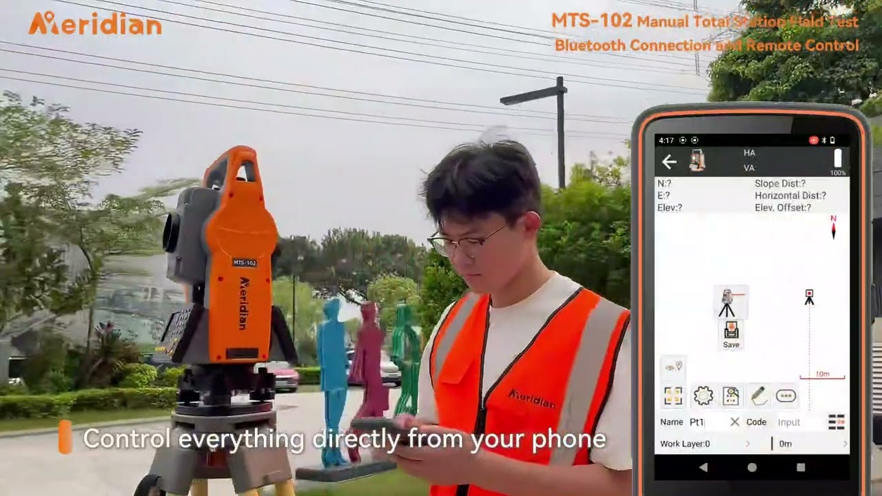 Meridian GNSS MTS-102 Total Station Bluetooth Connect