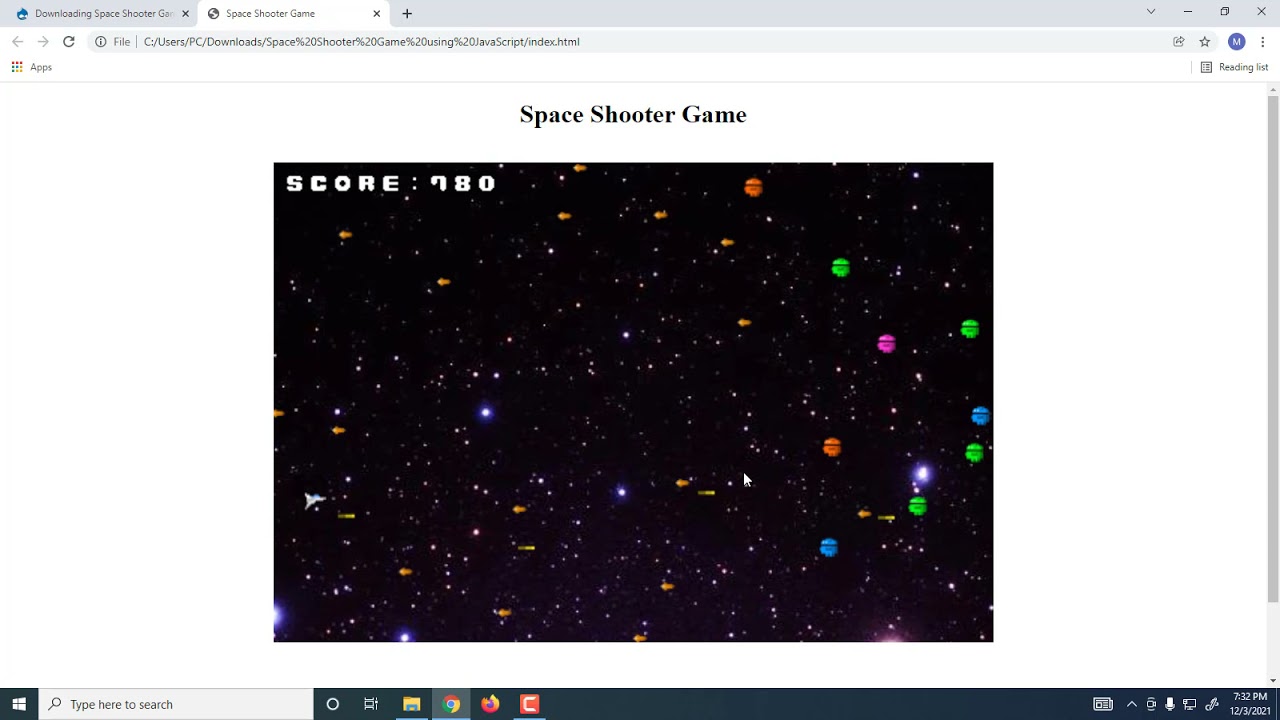 Space Shooter Game using JavaScript