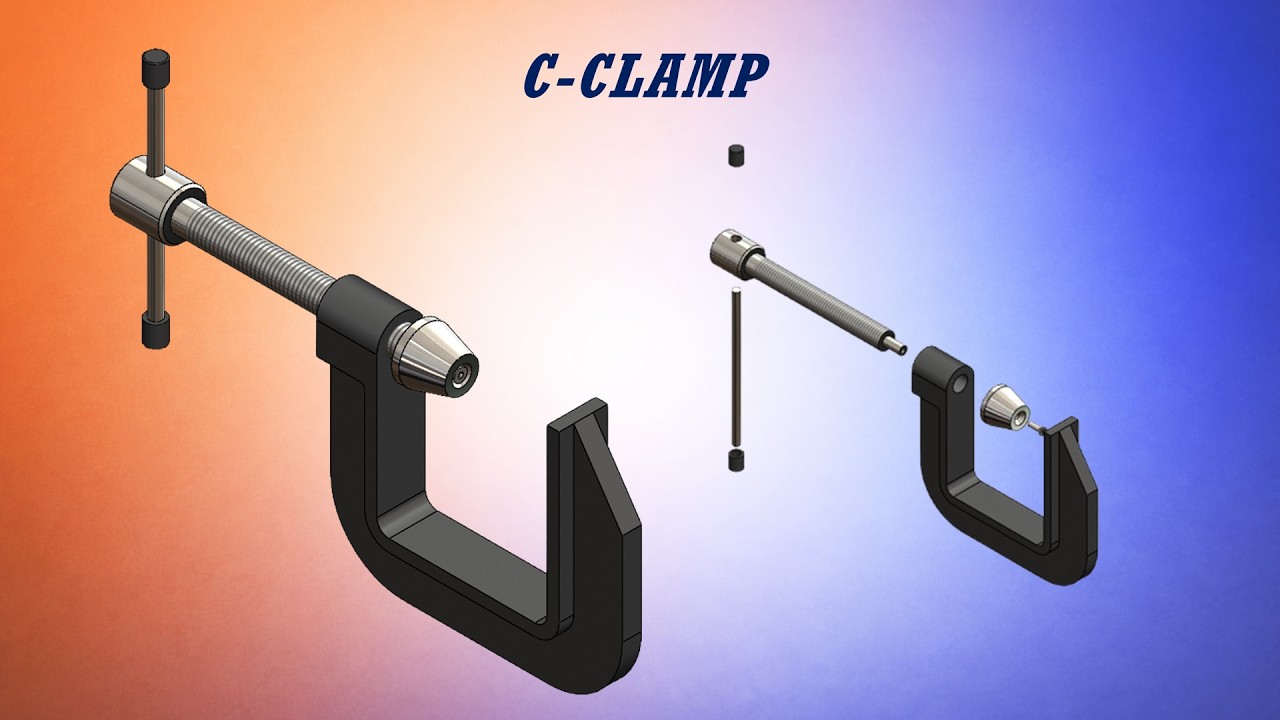 SolidWorks Drafting Tutorial - C Clamp | Complete 2D Drawing