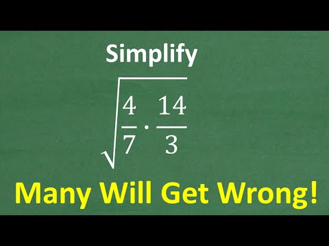 Simplify the square root of (4/7 times 14/3) =? UNDERSTAND Square Roots?