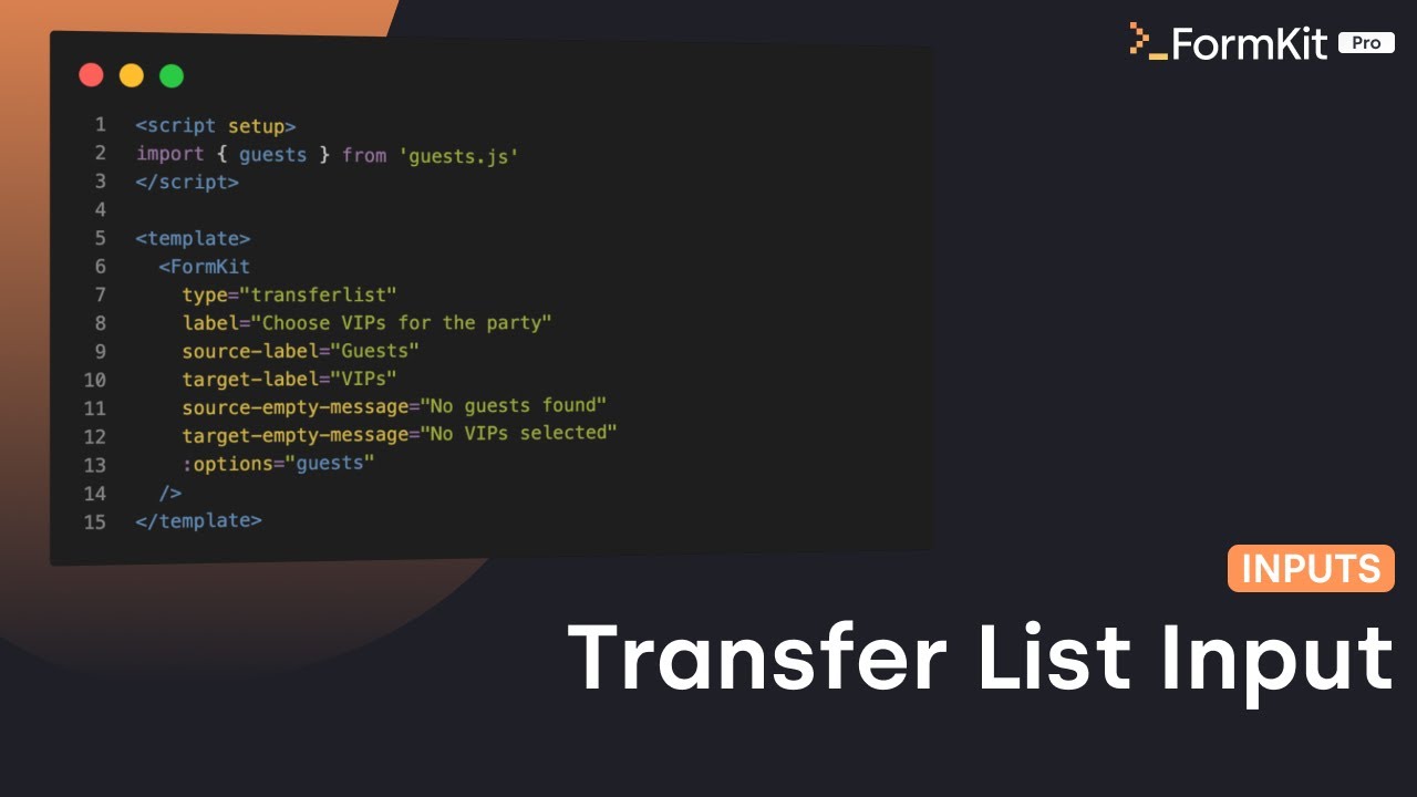 Transfer List Input for VueJS · FormKit Pro