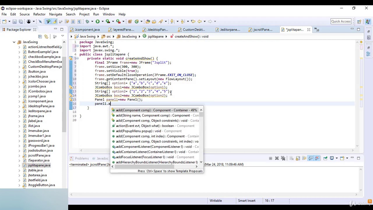 Java JSplitPane using Swing