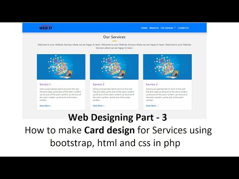 Learn Web Designing Part 3 How to make Card design for services using bootstrap html and css in ...