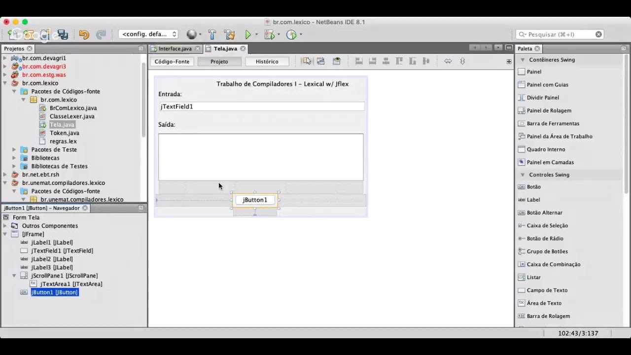 Implements Lexer in Java