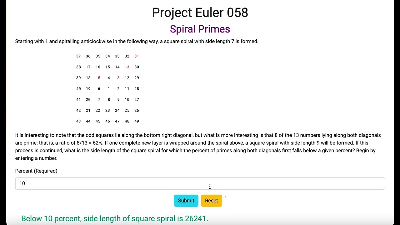 Project Euler 058 - Spiral Primes