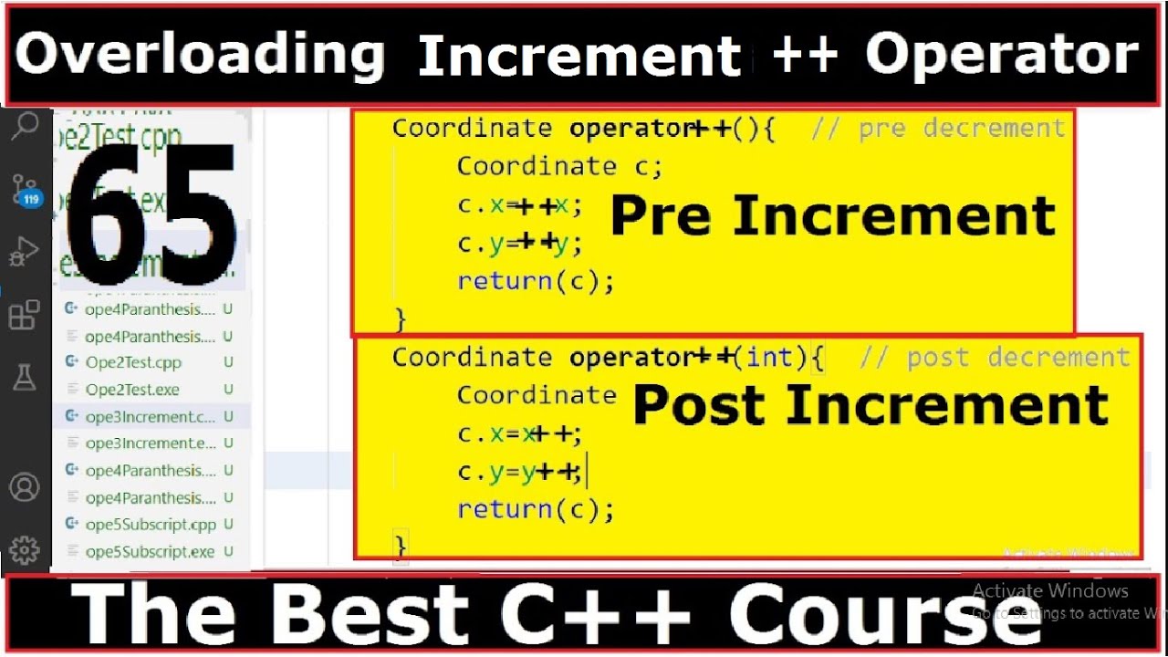 C++ Tutorial | overloading pre and post increment ( ++ )  operator | part 65