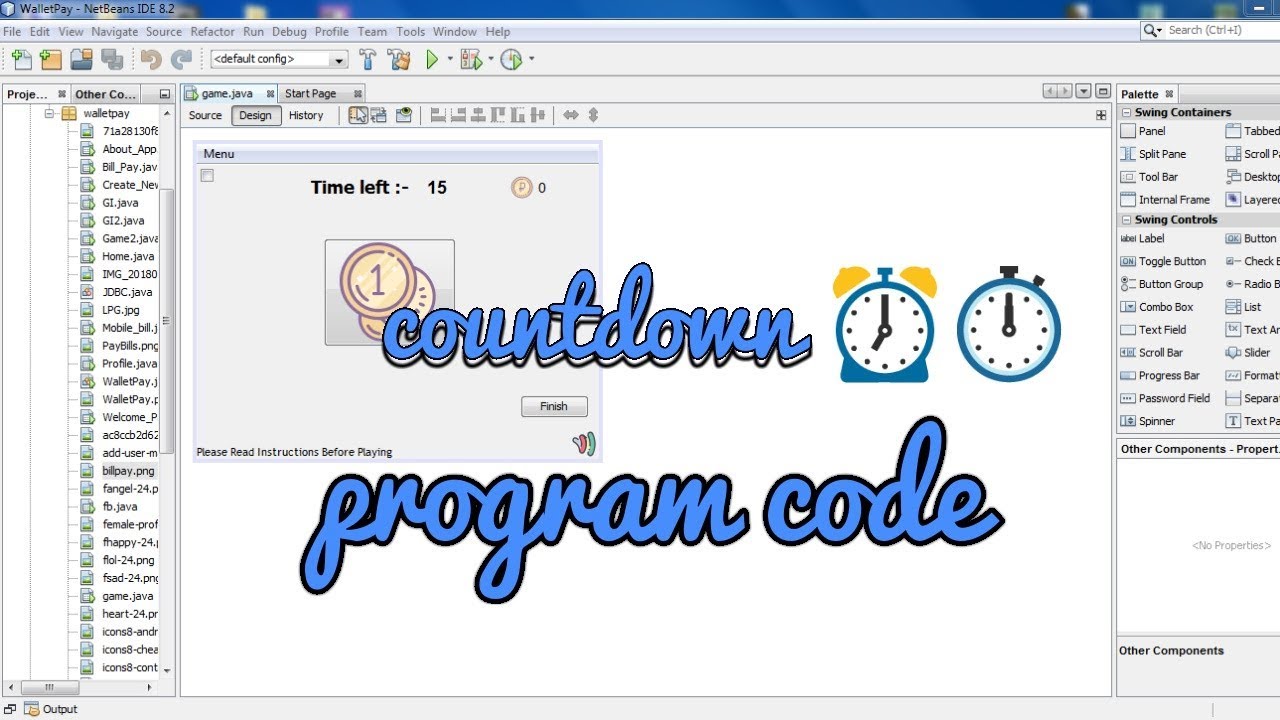 timer + mini game,Java NetBeans IDE program coding