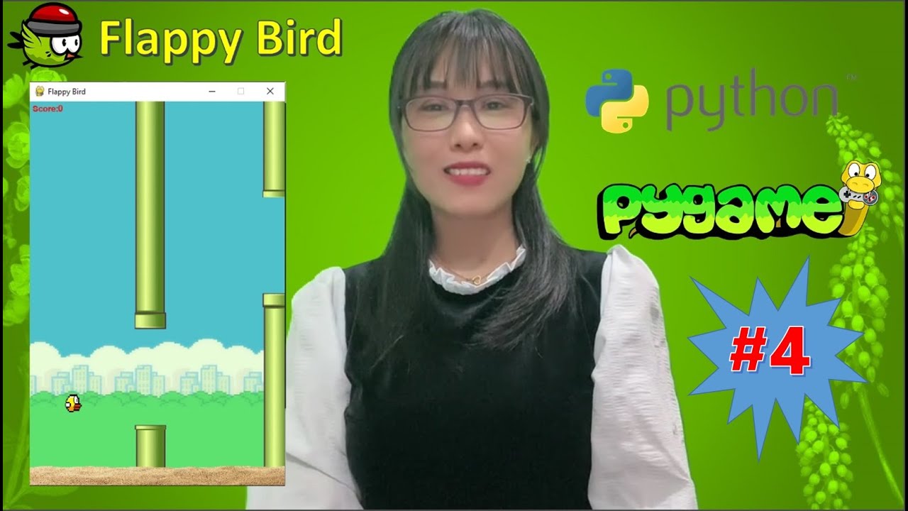 Flappy Bird game with Python #4 -  Pygame Library - Codewithlisa