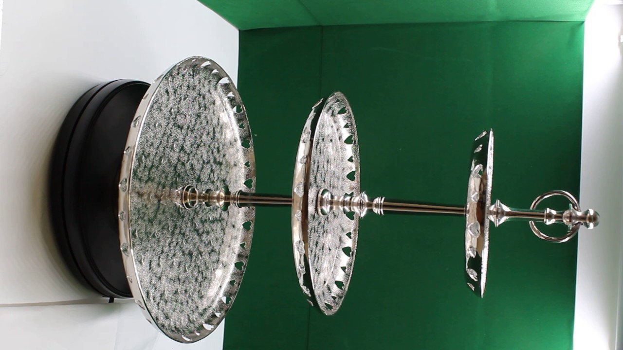 Silver 3 Tier Cake Stand with Heart Cut Outs