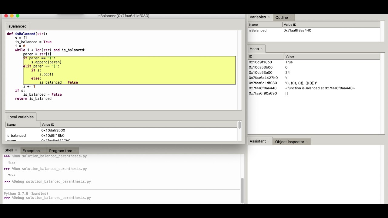 Stack Algorithm Solutions - Check if String has balanced parenthesis
