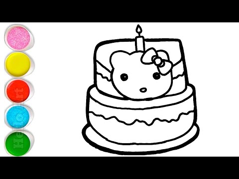 Cute Hello Kitty Drawing, Painting and Coloring For Kids and Toddlers_ Step by Step Drawing