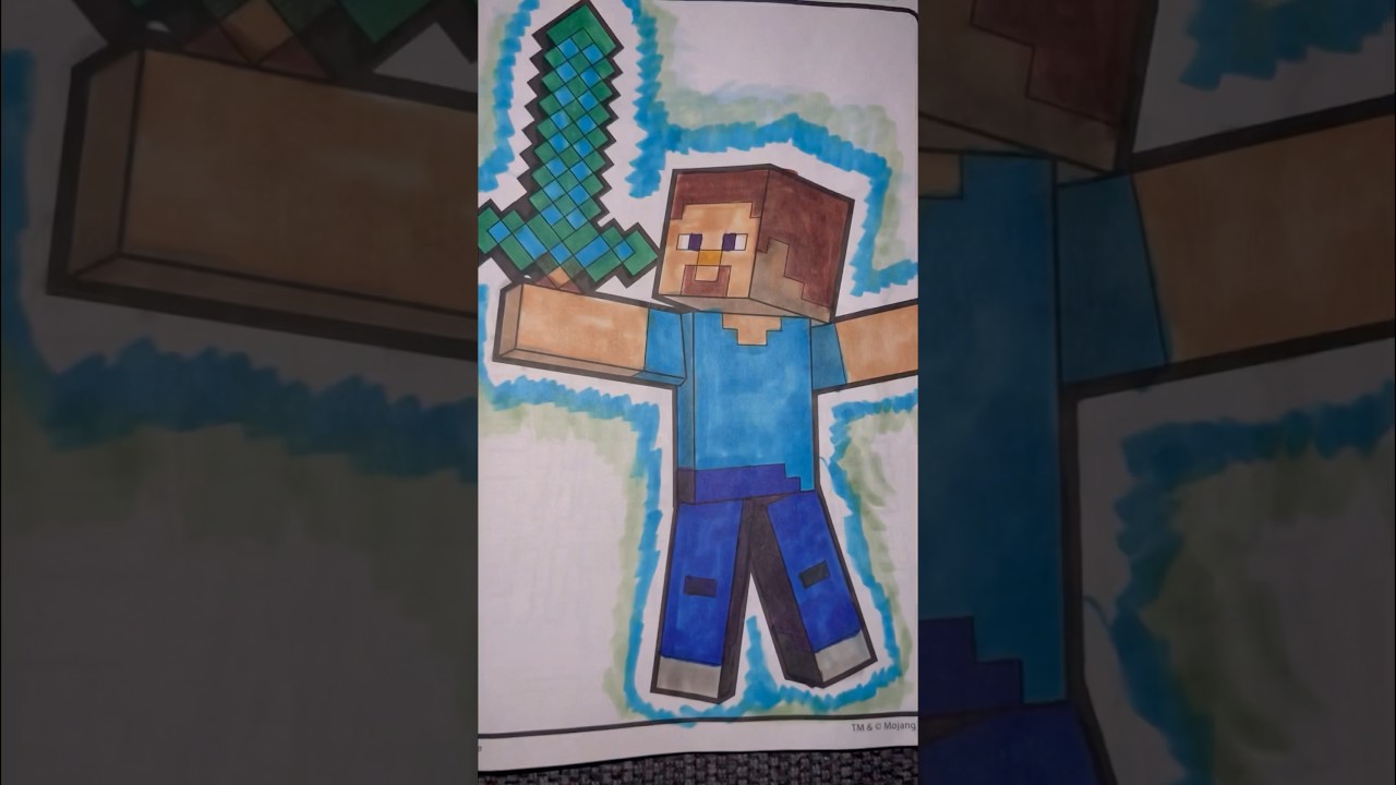 Minecraft Coloring Book Time Lapse STEVE #minecraft #minecraftmovie #art #coloringbook #coloring #yt