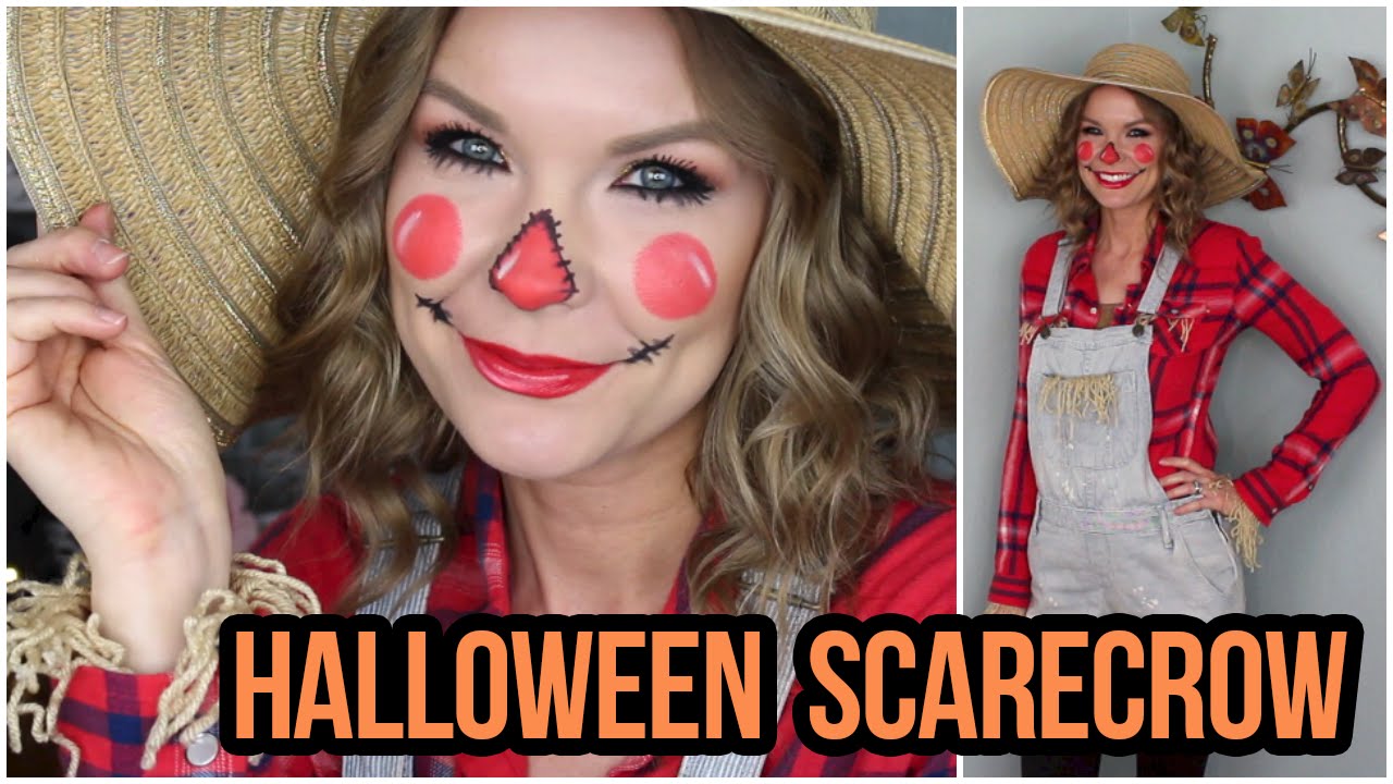 Easy Scarecrow Halloween Look -Makeup & Costume | LipglossLeslie