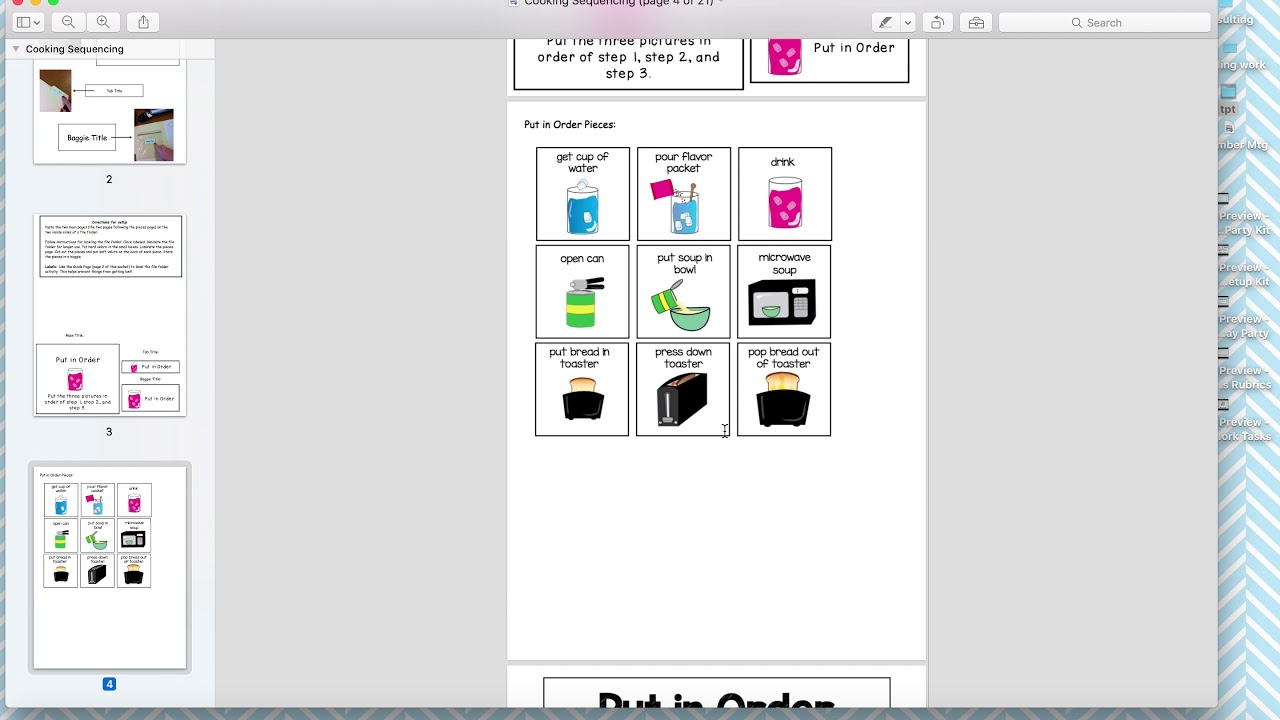 Product Preview -  Cooking Sequencing File Folder Activities