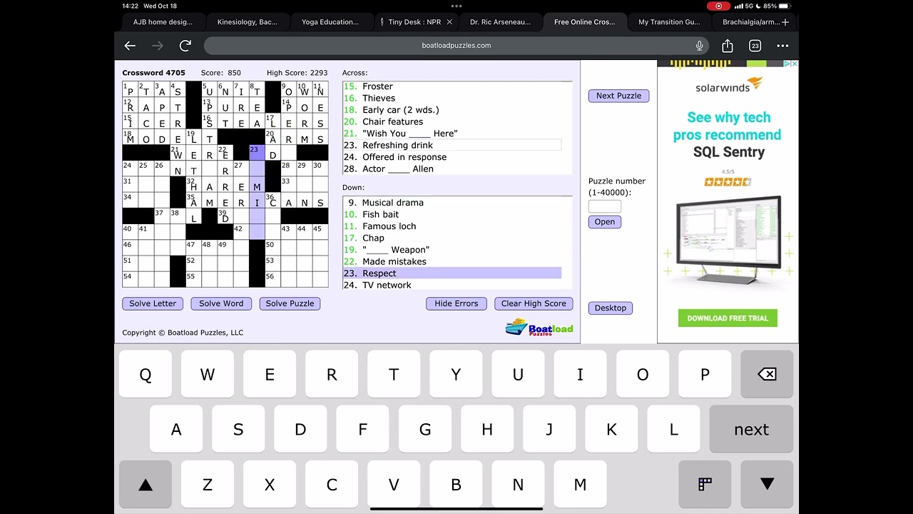 Boatload Crossword Puzzle #4705