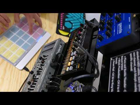 Sensel Morph with Hardware: Meeblip Geode, Korg Volca Beats, Roland SH01A