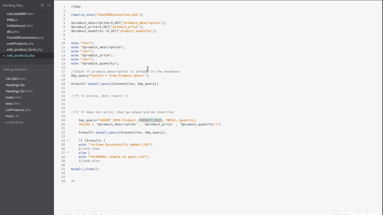 PHP Server side duplicate validation