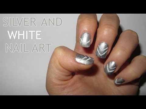 Silver and White Nail Art (Easy for Beginners)