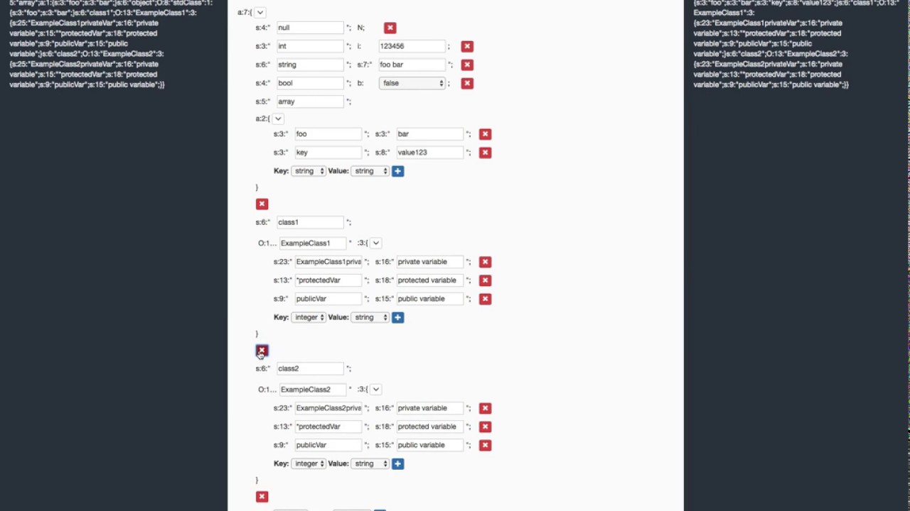 PHP Serialized Editor Demo
