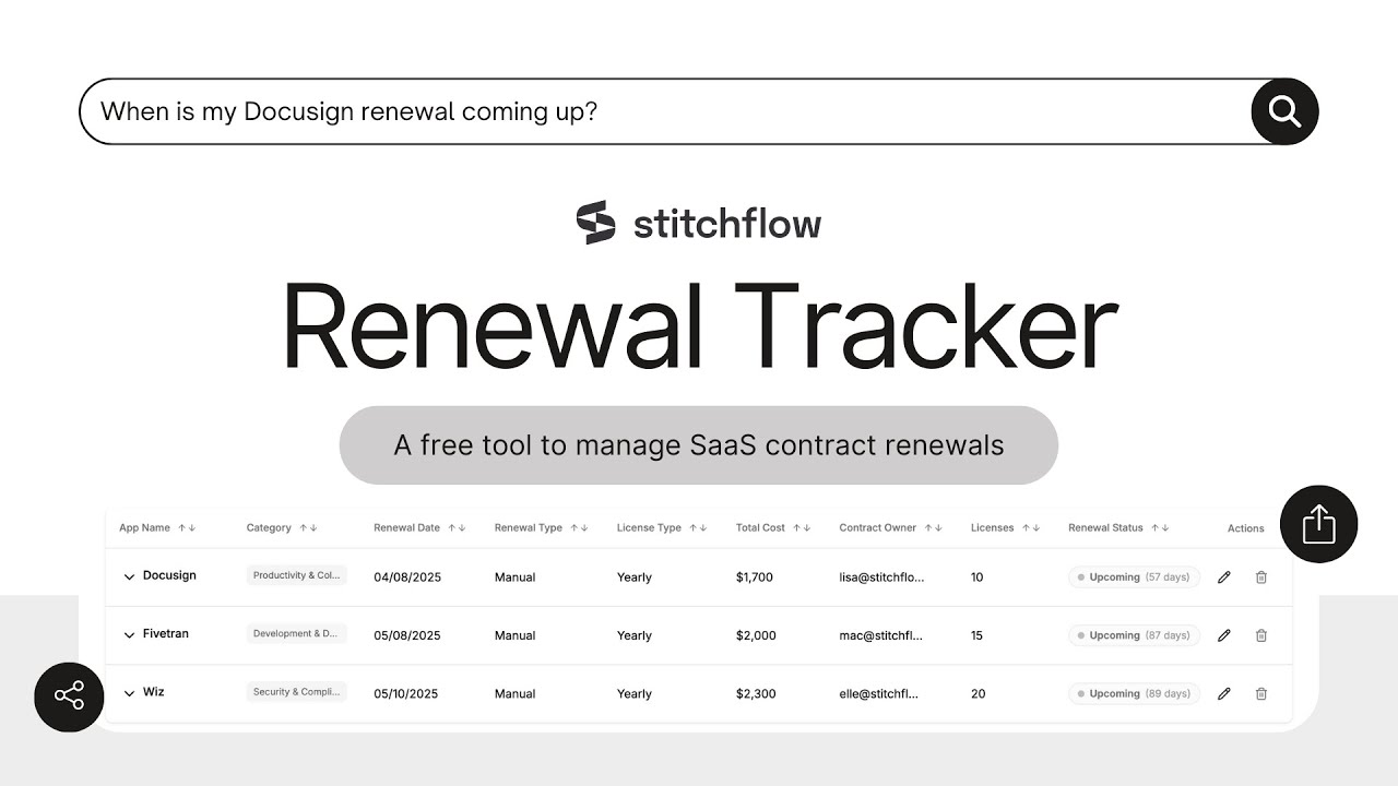 Renewal Tracker - A free tool to organize SaaS contracts, track renewals & get auto-reminders